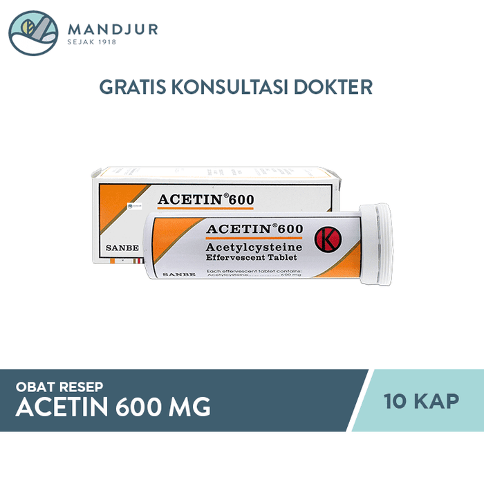 Acetin 600 mg 10 Tablet Effervescent — Apotek Mandjur