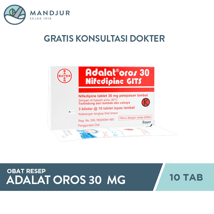 Adalat Oros 30 mg 10 Tablet — Apotek Mandjur