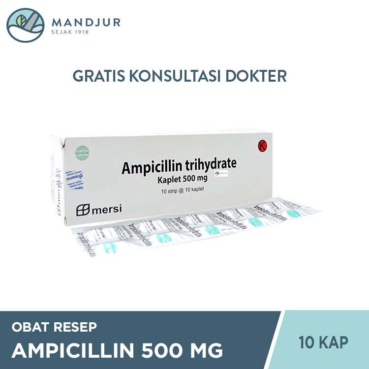 Ampicillin 500 mg 10 Tablet — Apotek Mandjur
