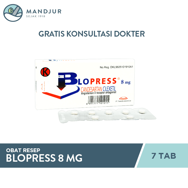 Blopress 8 Mg Strip 7 Tablet — Apotek Mandjur