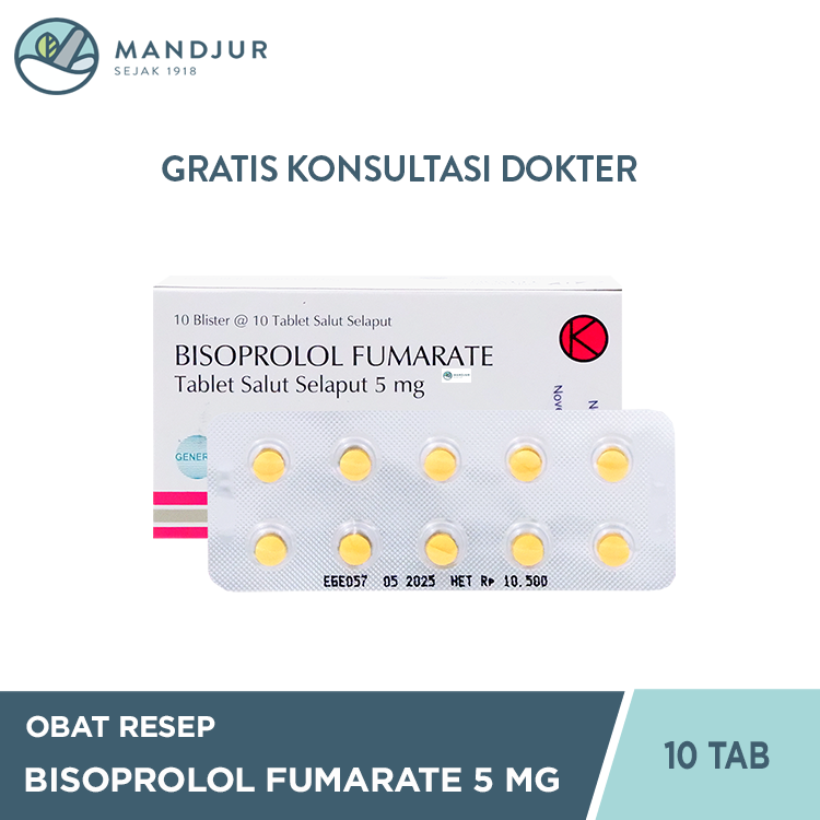Bisoprolol Fumarate Novell 5 mg 10 Tablet — Apotek Mandjur