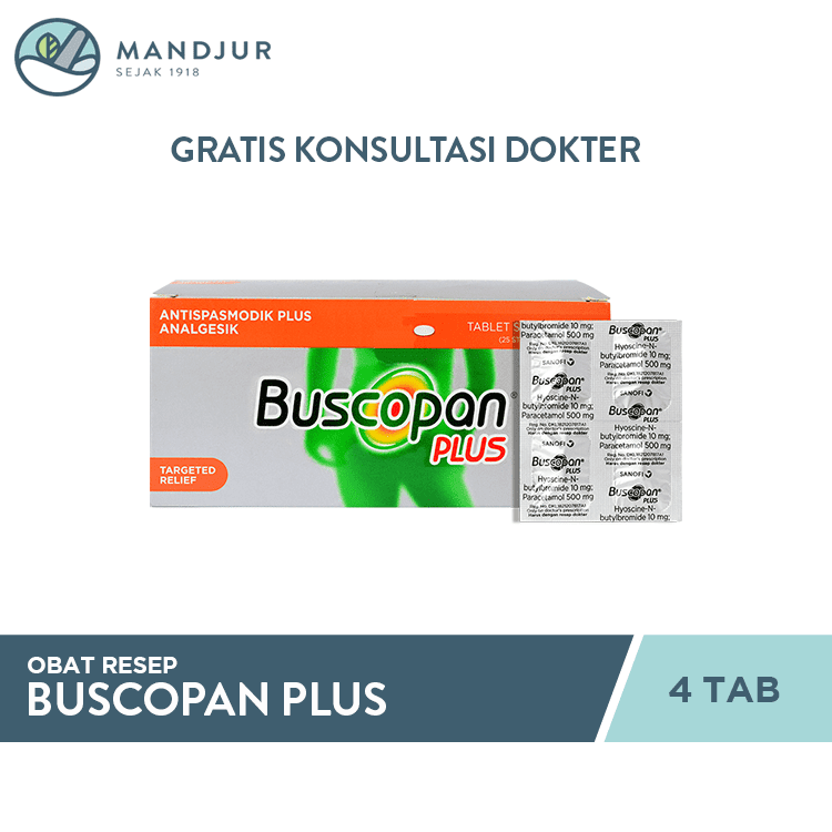 Buscopan Plus 4 Tablet — Apotek Mandjur