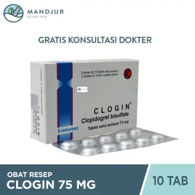 Clogin 75 Mg Strip 10 Tablet — Apotek Mandjur