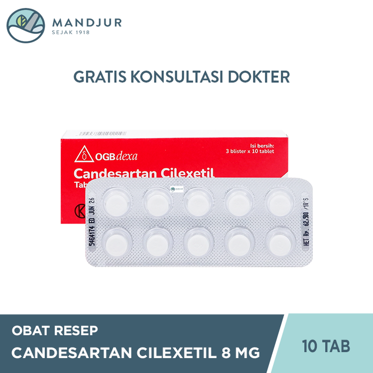 Candesartan Cilexetil 8 mg Strip 10 Tablet — Apotek Mandjur