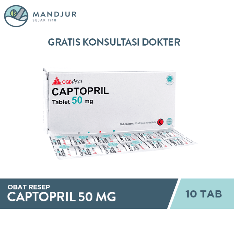 Captopril 50 mg 10 Tablet — Apotek Mandjur