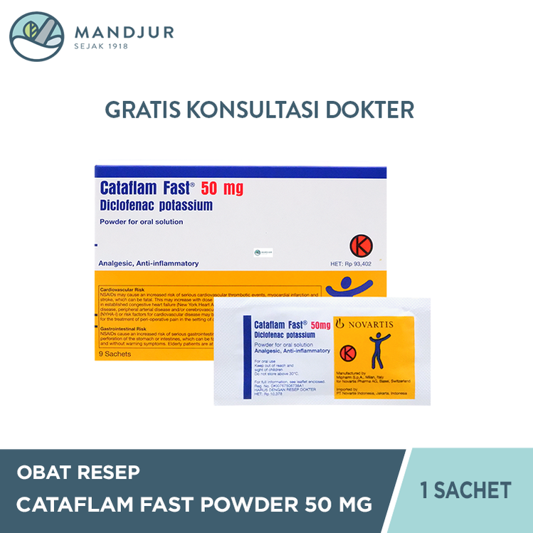 Cataflam Fast Powder 50 mg 1 Sachet — Apotek Mandjur