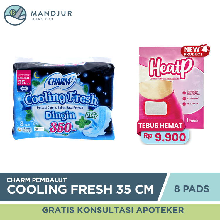 Charm Pembalut Cooling Fresh Night 35 cm 8 Pads — Apotek Mandjur