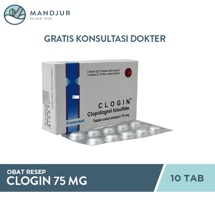 Clogin 75 Mg Strip 10 Tablet — Apotek Mandjur
