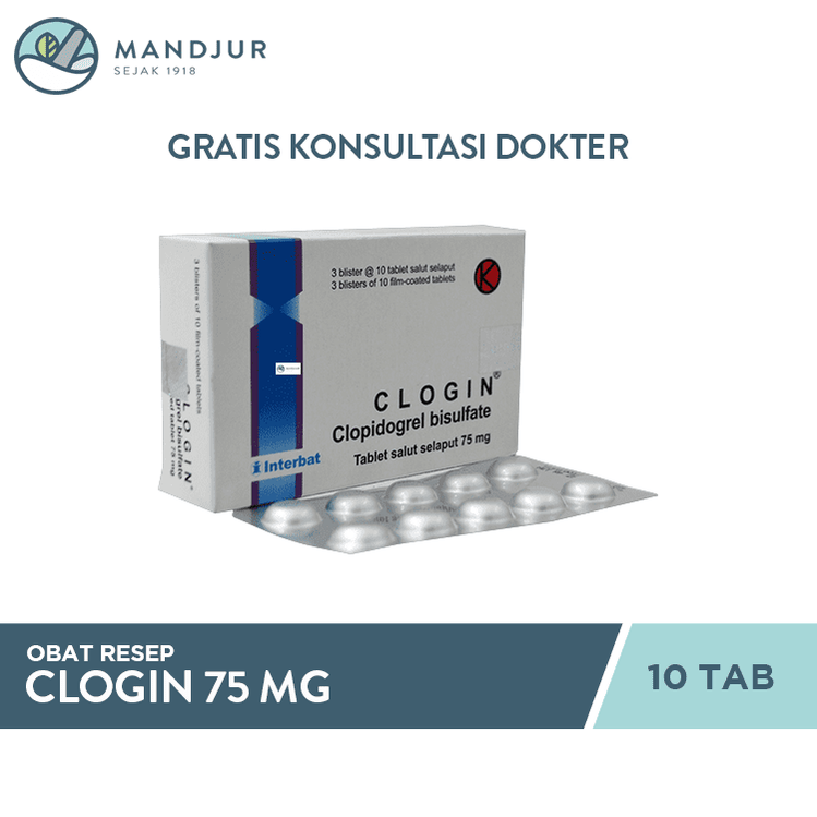 Clogin 75 Mg Strip 10 Tablet — Apotek Mandjur