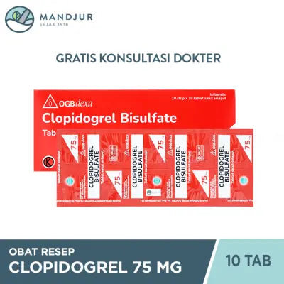 Clopidogrel OGB Dexa 75 mg Strip 10 Tablet — Apotek Mandjur