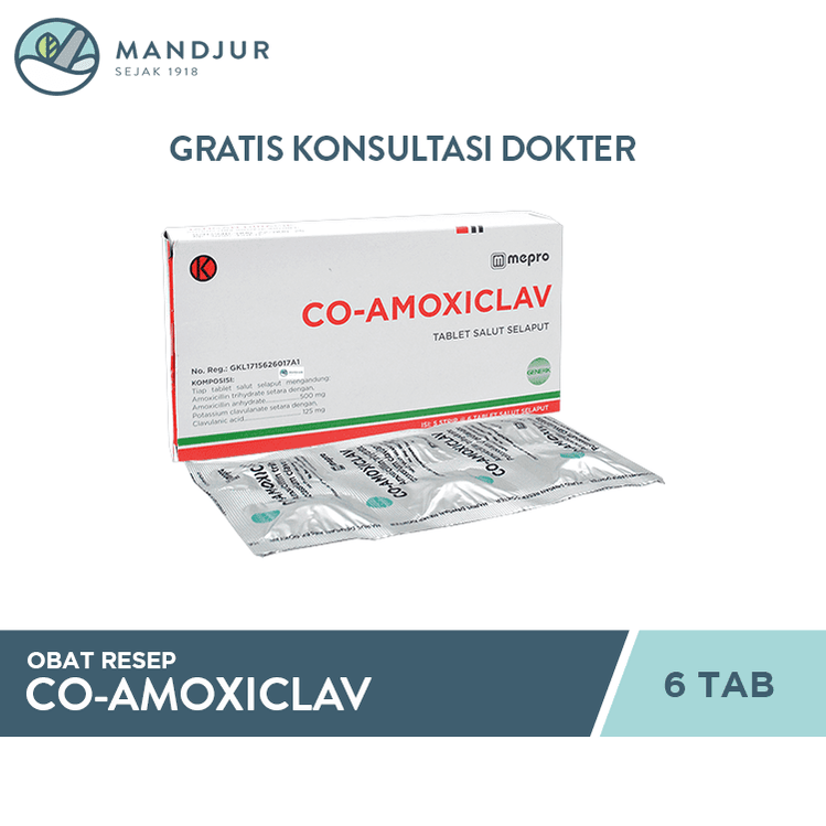 Co Amoxiclav 625 Mg 6 Tablet — Apotek Mandjur