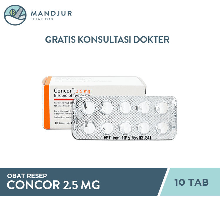 Concor 2.5 Mg Strip 10 Tablet — Apotek Mandjur