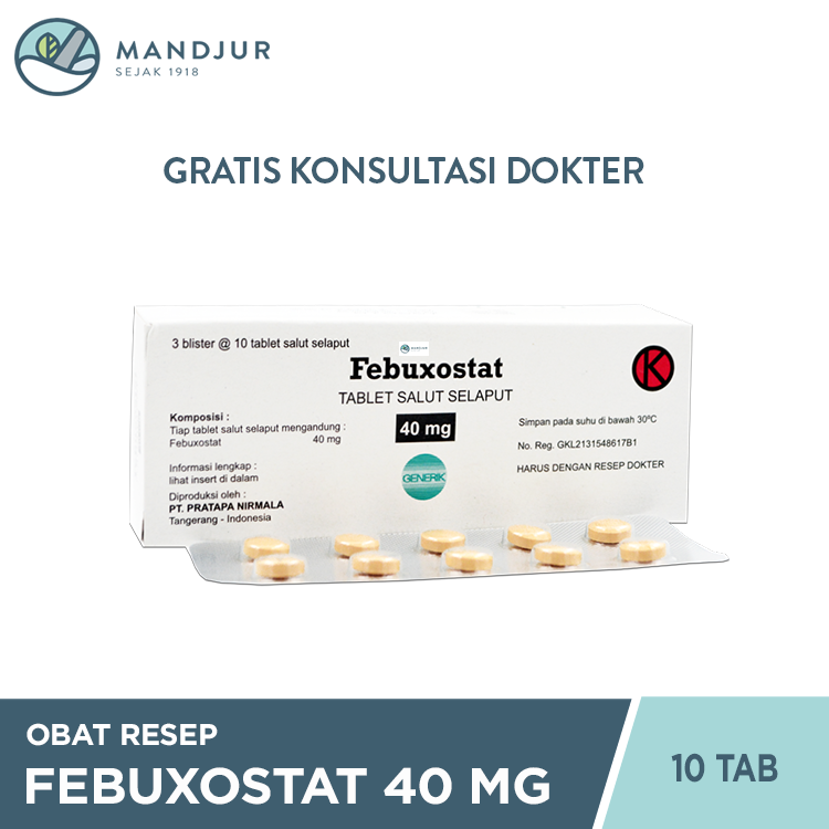 Febuxostat 40 mg 10 Tablet — Apotek Mandjur