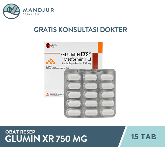 Glumin XR 750 Mg 15 Kaplet — Apotek Mandjur