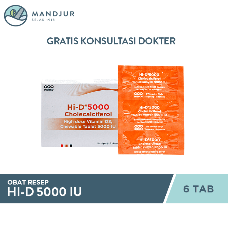 Hi-D 5000 Vitamin D3 6 Tablet — Apotek Mandjur