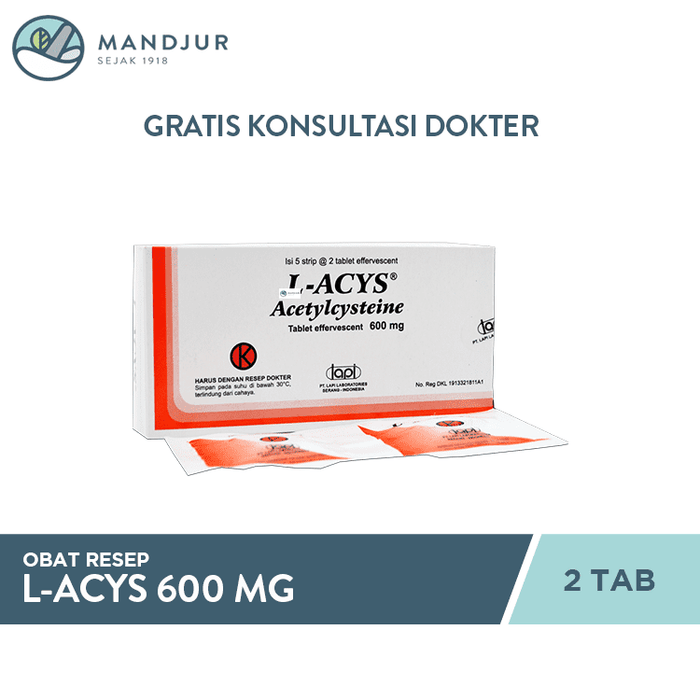 L-Acys 600 Mg 2 Tablet Effervescent — Apotek Mandjur