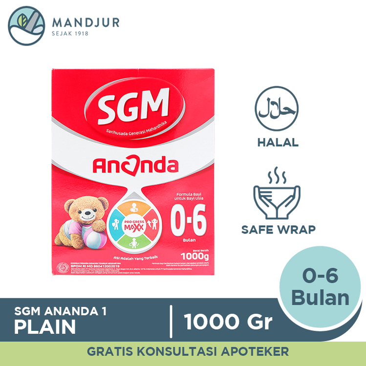 SGM Ananda 1 (0 - 6 Bulan) Formula Bayi Bubuk 1000 Gram — Apotek Mandjur