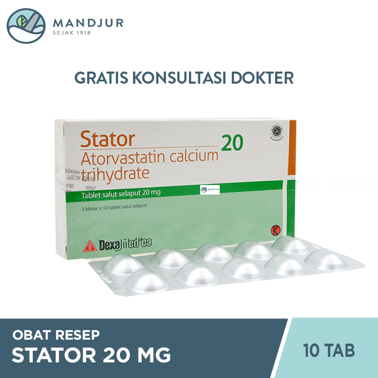 Stator 20 Mg 10 Tablet — Apotek Mandjur