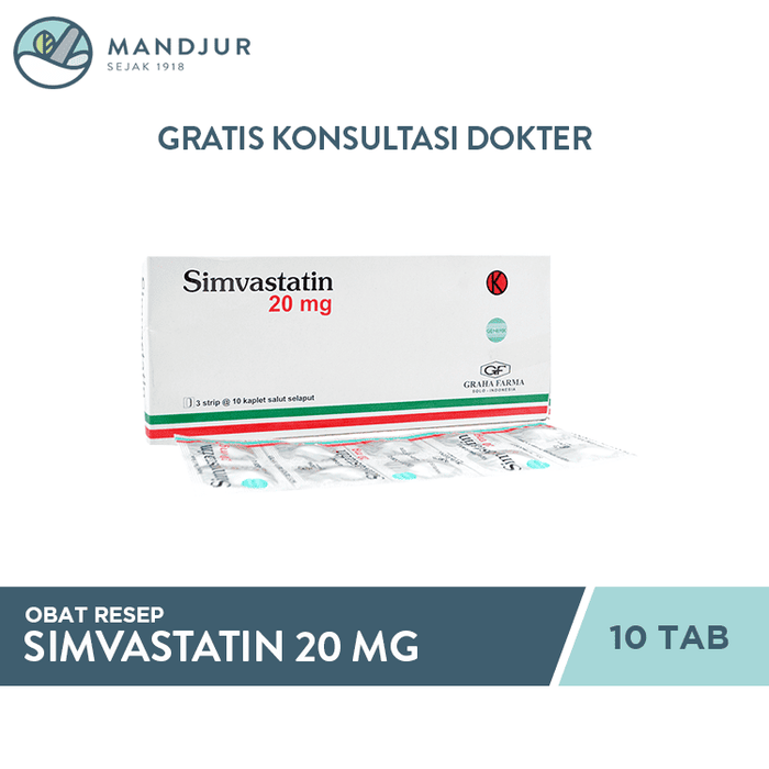 Simvastatin 20 Mg Strip 10 Tablet — Apotek Mandjur