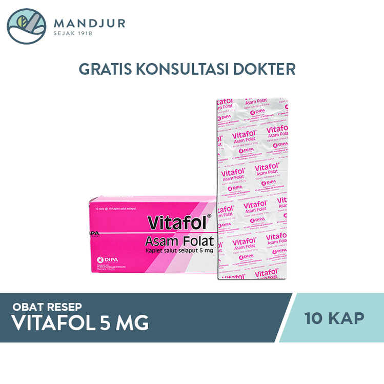 Vitafol Asam Folat 5 Mg 10 Kaplet — Apotek Mandjur