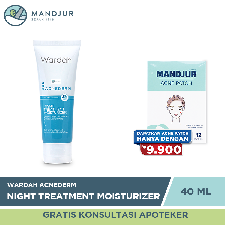 Wardah Acnederm Night Treatment Moisturizer 40 ML — Apotek Mandjur