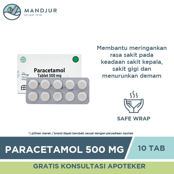 Paracetamol 500 Mg Strip 10 Kaplet — Apotek Mandjur