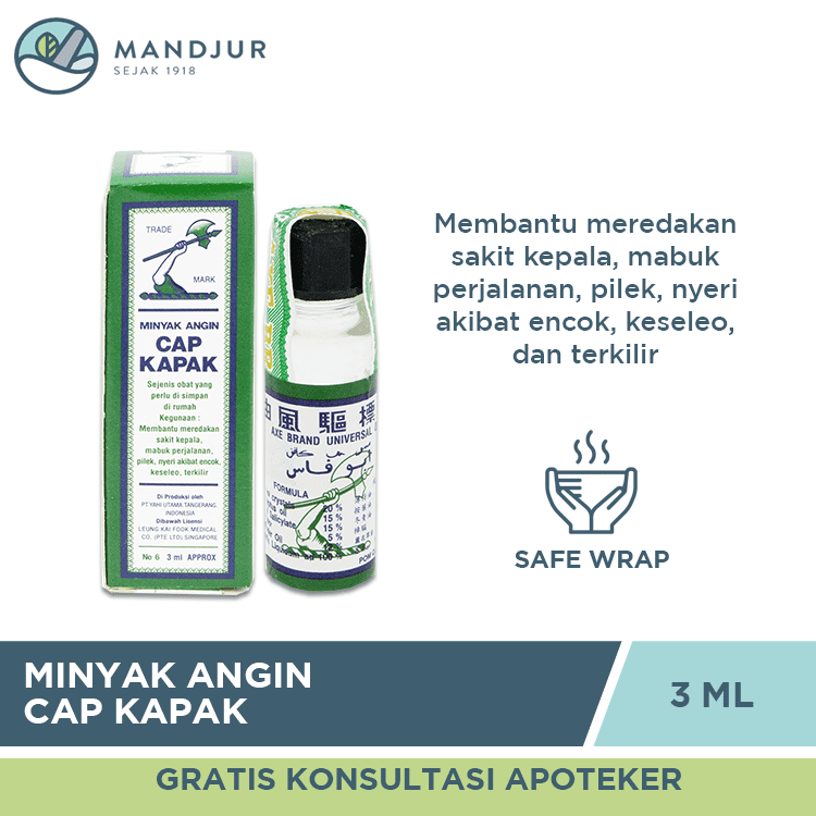 Minyak Angin Cap Kapak 3 mL — Apotek Mandjur