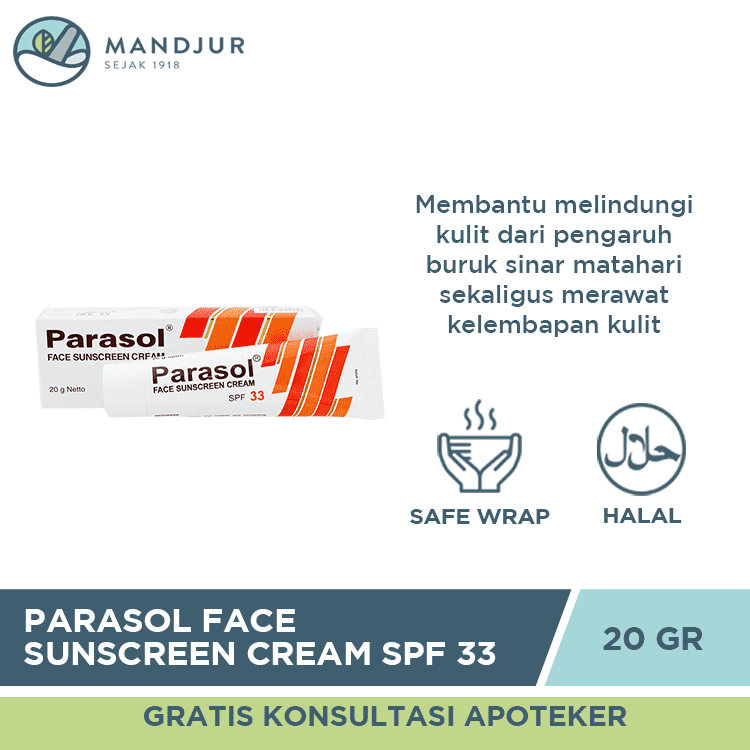 Parasol Face Sunscreen Cream SPF 33 20 Gr — Apotek Mandjur