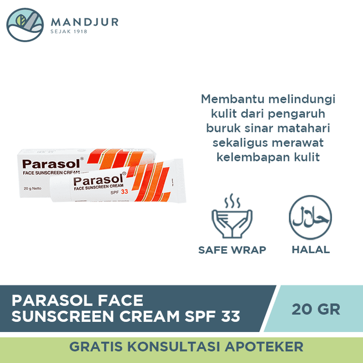 Parasol Face Sunscreen Cream SPF 33 20 Gr — Apotek Mandjur