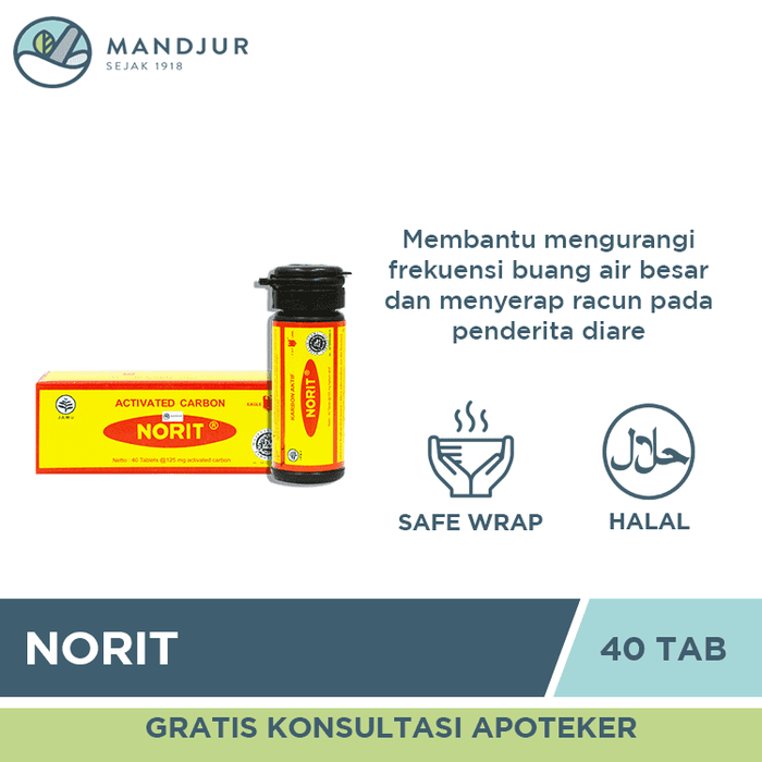 Norit Karbon Aktif 40 Tablet — Apotek Mandjur