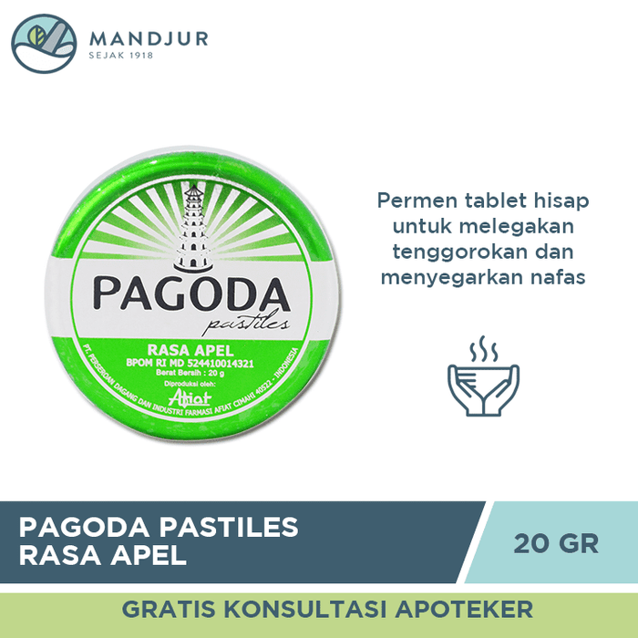 Pagoda Pastiles Rasa Apel 20 Gram — Apotek Mandjur