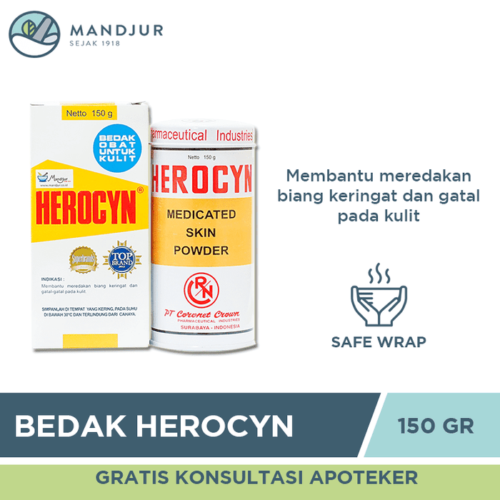 Bedak Herocyn 150 g — Apotek Mandjur