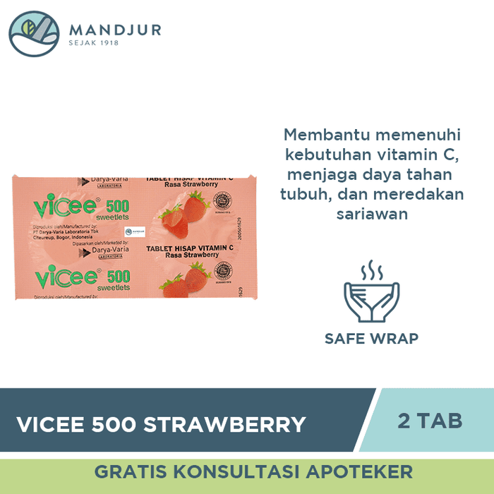 Vicee 500 Mg Strawberry 2 Tablet — Apotek Mandjur