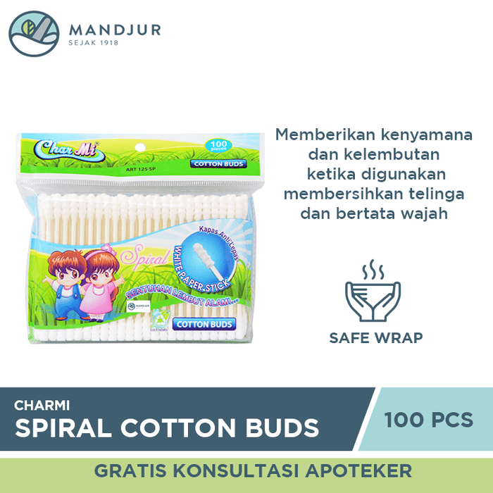 Charmi Cotton Buds Spiral Art 125 SP Isi 100 Pcs — Apotek Mandjur