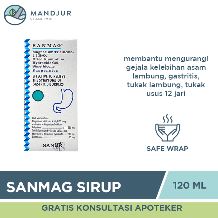 Sanmag Sirup 120 ml - Membantu Mengobati Nyeri Lambung — Apotek Mandjur