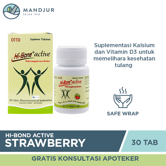 Hi-Bone Active Strawberry 30 Tablet — Apotek Mandjur