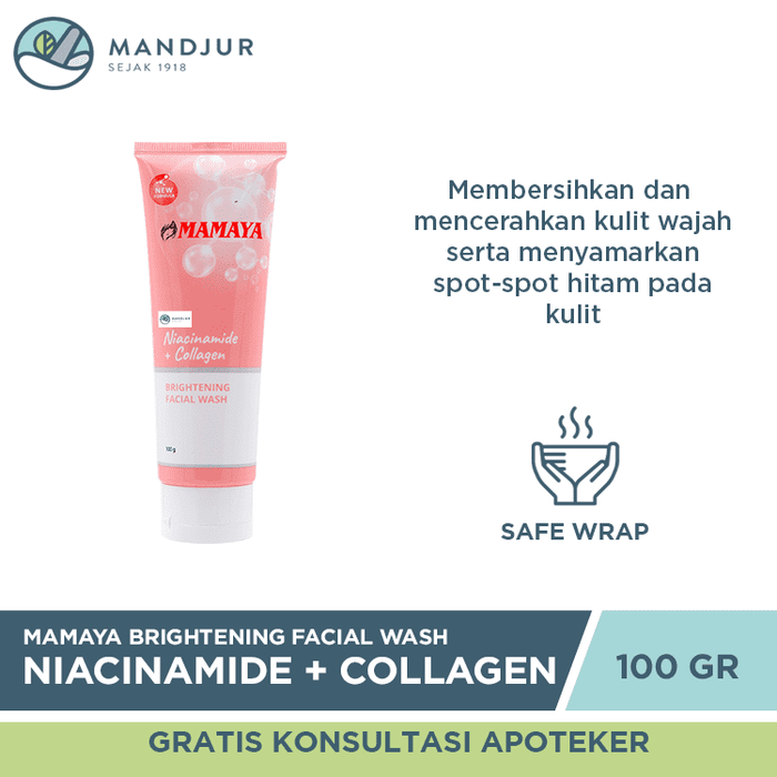 Mamaya Brightening Facial Wash With Niacinamide & Collagen 100 Gr — Apotek Mandjur