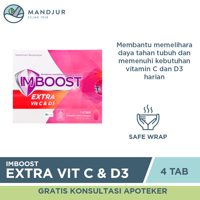 Imboost Extra Vit C & D3 Strip 4 Tablet — Apotek Mandjur