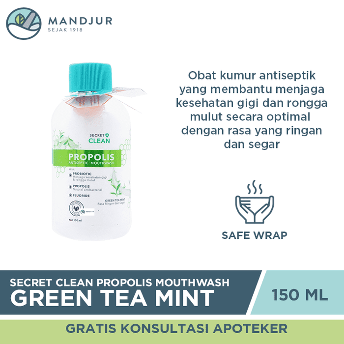 Secret Clean Propolis Antiseptic Mouthwash Green Tea Mint 150 mL ...