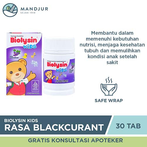 Biolysin Kids Rasa Blackcurrant 30 Tablet Kunyah — Apotek Mandjur