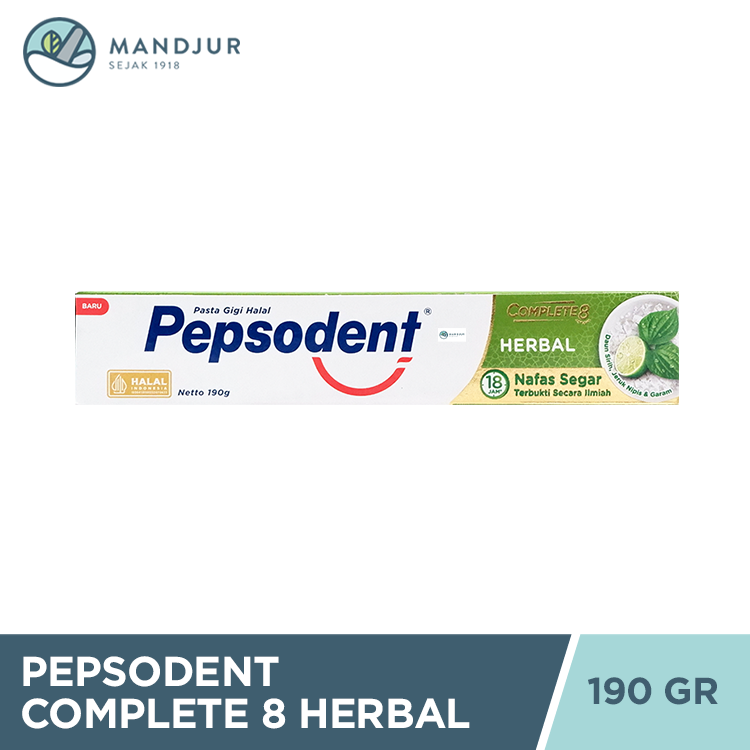 Pepsodent Complete 8 Herbal 190 Gr — Apotek Mandjur