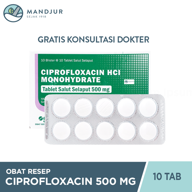 Ciprofloxacin 500 Mg Strip 10 Tablet — Apotek Mandjur