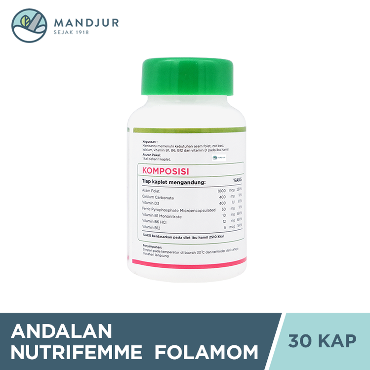 Andalan Nutrifemme Folamom 30 Kaplet - Suplemen Ibu Hamil — Apotek Mandjur