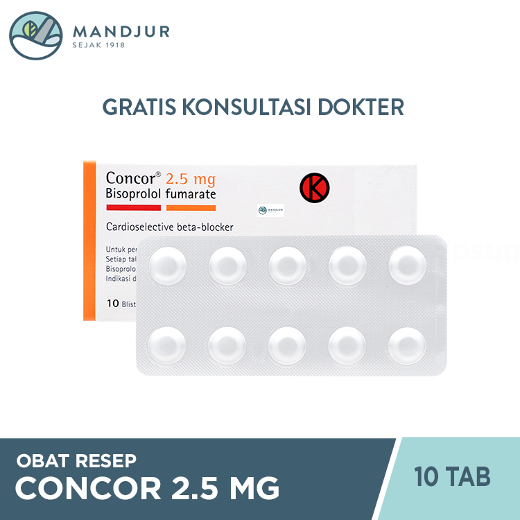 Concor 2.5 Mg Strip 10 Tablet — Apotek Mandjur