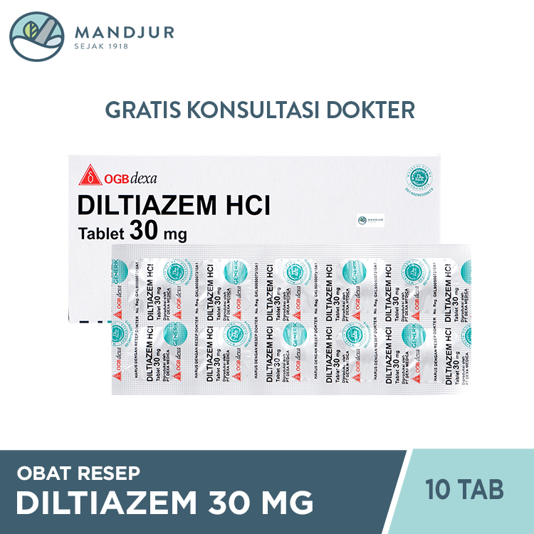 Diltiazem 30 mg 10 Tablet — Apotek Mandjur
