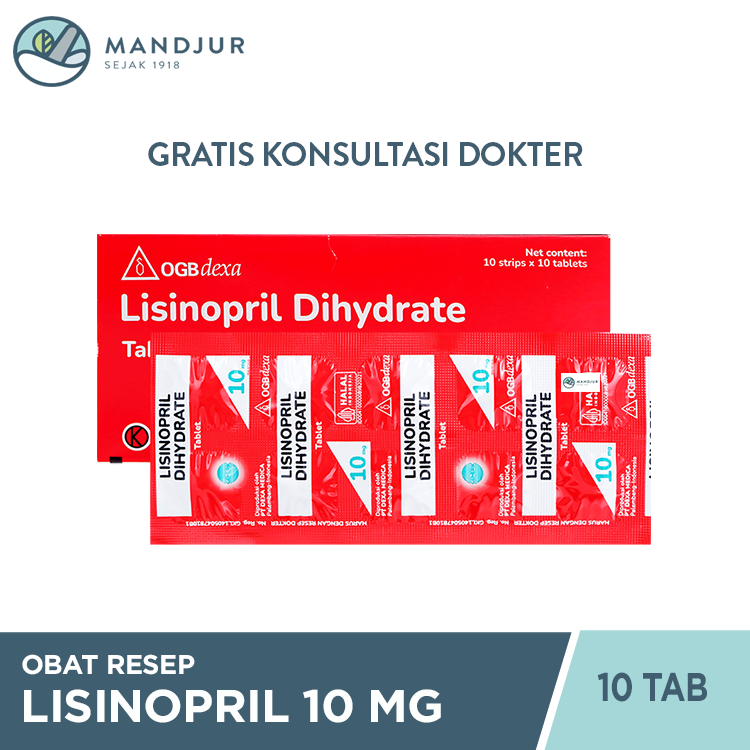 Lisinopril Dihydrate OGB Dexa 10 Mg Strip 10 Tablet — Apotek Mandjur