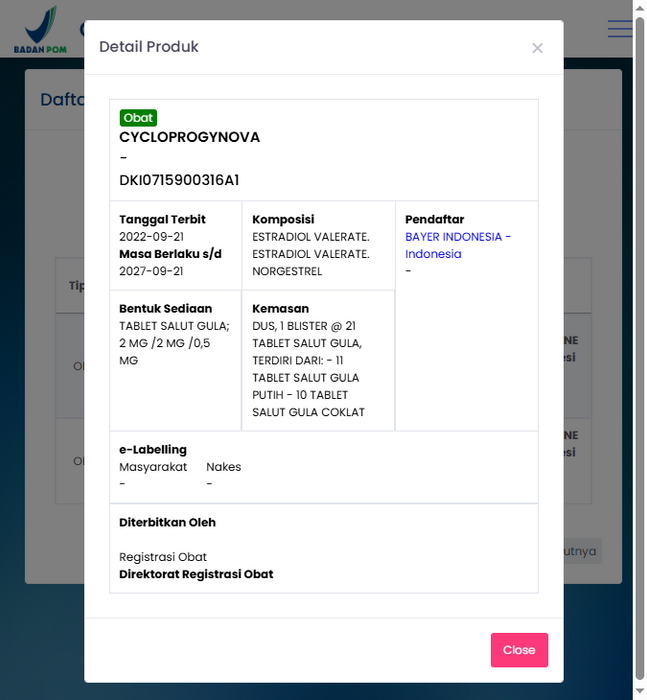 Cyclo Progynova 21 Tablet — Apotek Mandjur