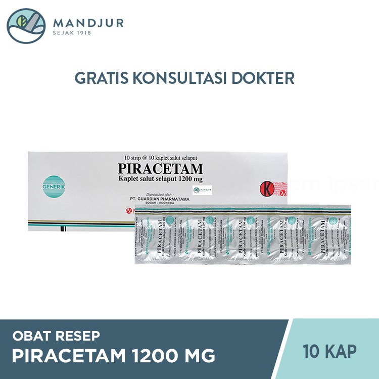 Piracetam 1200 mg 10 Kaplet — Apotek Mandjur