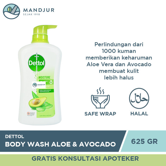 Sabun Mandi Cair Dettol Aloe Vera & Avocado 625 Gram — Apotek Mandjur