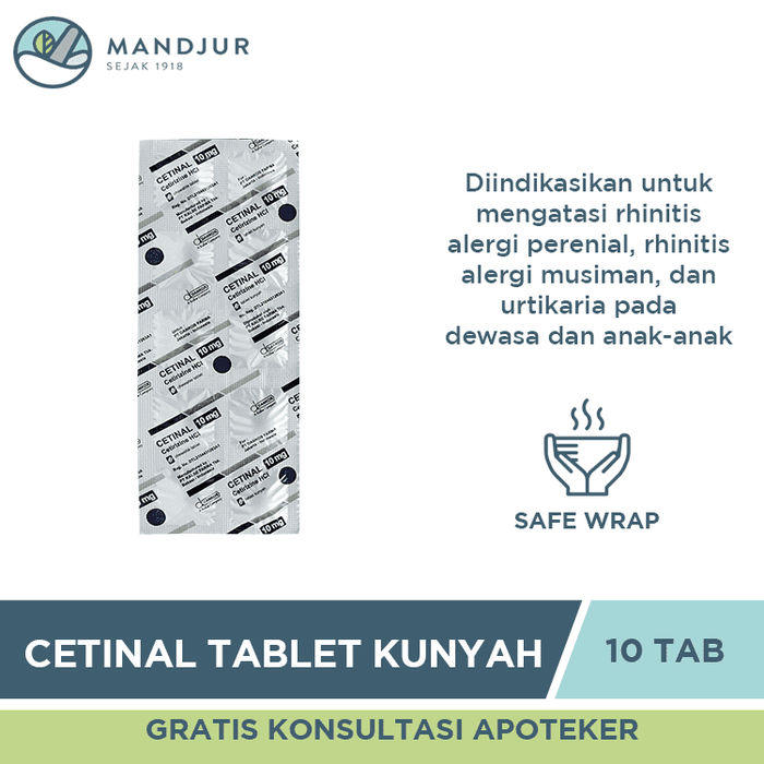Cetinal 10 mg 10 Tablet Kunyah — Apotek Mandjur
